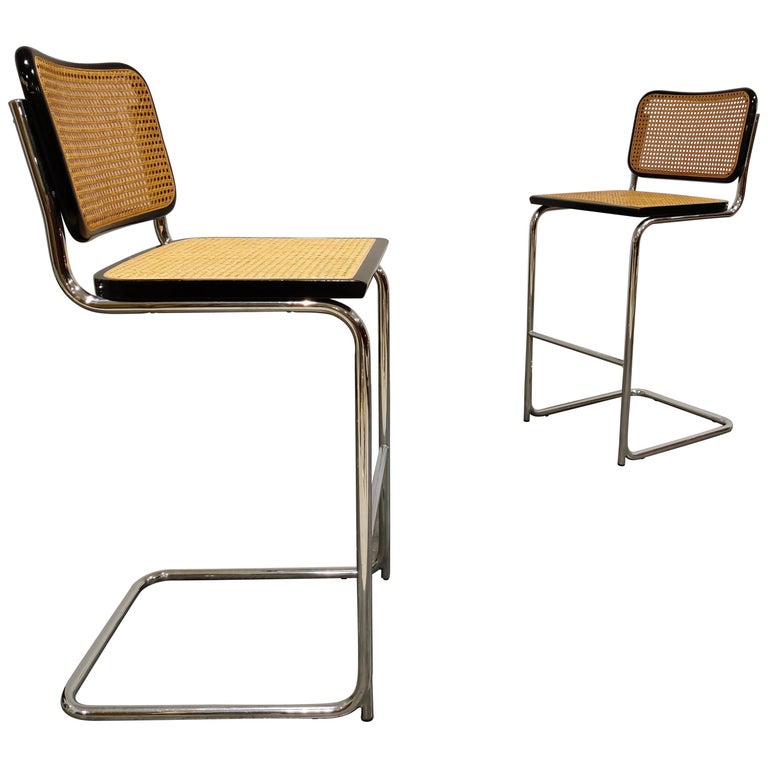 Pair of Marcel Breuer Bar Stools, 1970s at 1stDibs