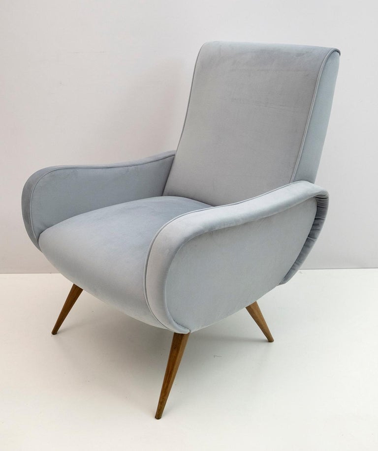 Marco Zanuso Mid-Century Modern Velvet Armchair "Lady", 1950s For Sale ...