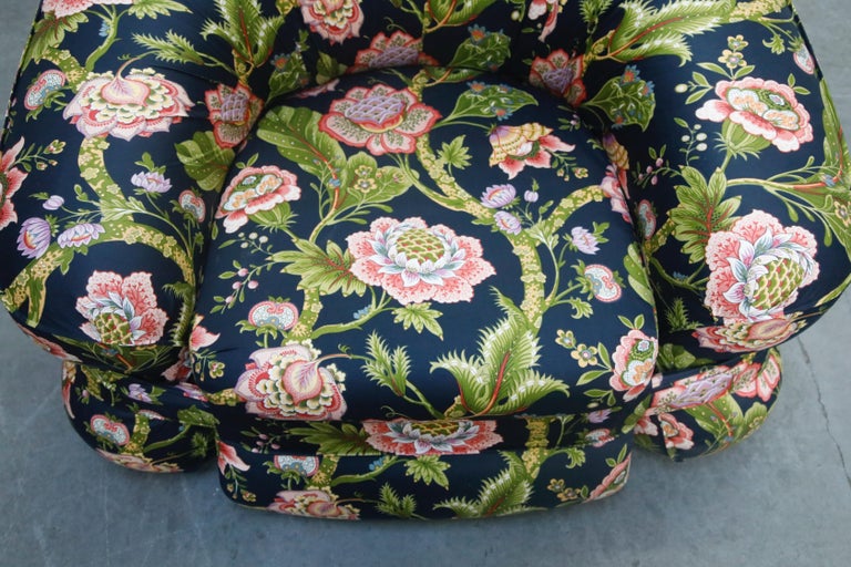 Pair of Mario Bellini Styled Floral Chintz Fabric Lounge Chairs at ...