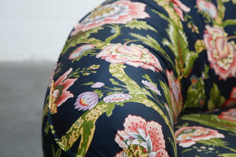 Pair of Mario Bellini Styled Floral Chintz Fabric Lounge Chairs at ...