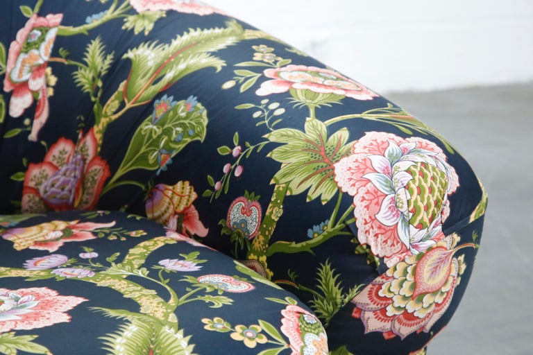 Pair of Mario Bellini Styled Floral Chintz Fabric Lounge Chairs at ...