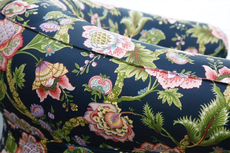 Pair of Mario Bellini Styled Floral Chintz Fabric Lounge Chairs at ...