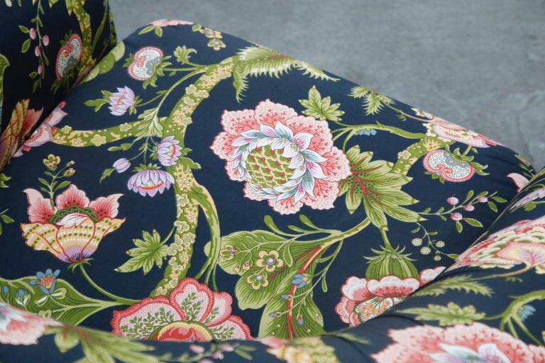 Pair of Mario Bellini Styled Floral Chintz Fabric Lounge Chairs at ...