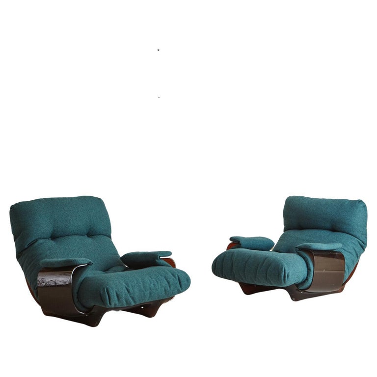 Pair of Marsala Chairs in Original Fabric by Michel Ducaroy for Lignet ...