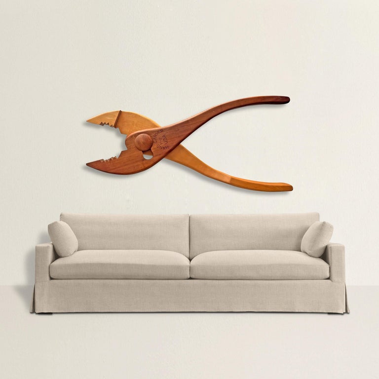 Pair of Massive Folk Art Carved Walnut and Maple Split-Joint Pliers For ...