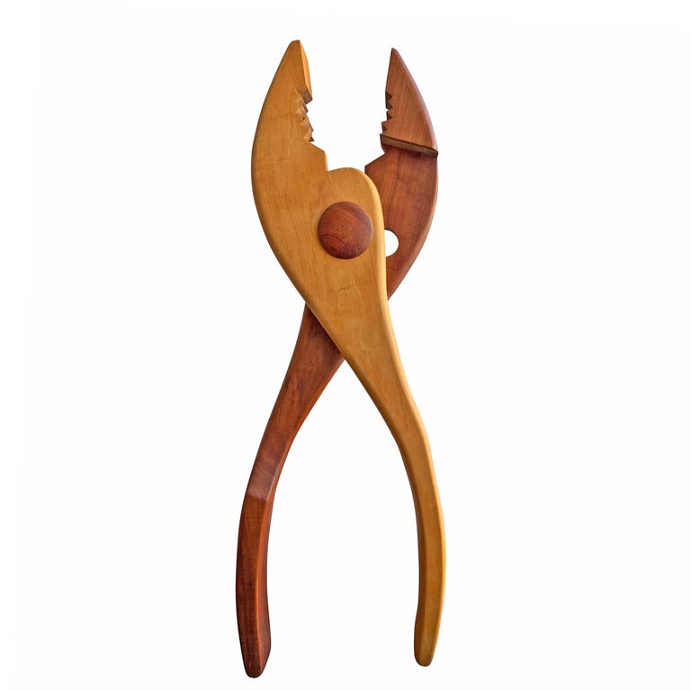 Pair of Massive Folk Art Carved Walnut and Maple Split-Joint Pliers For ...