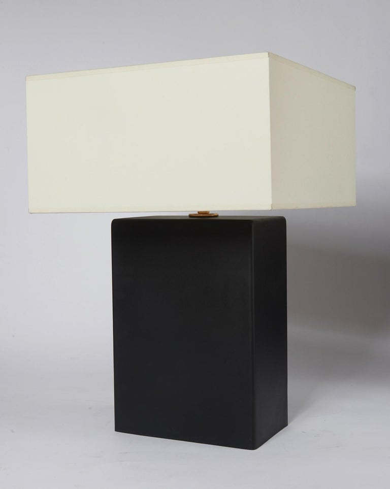 Pair of Mat Black Rectangle Table Lamps For Sale at 1stDibs