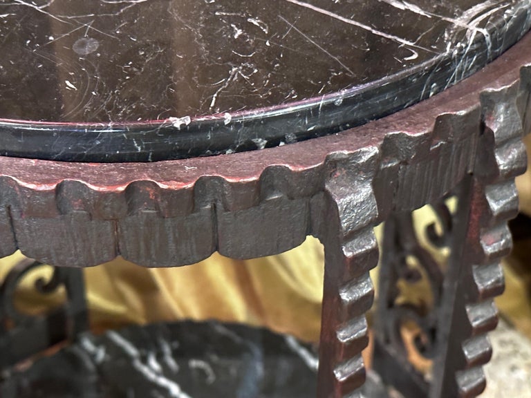 Pair of Matching Art Deco Iron Side Tables Two Levels For Sale at 1stDibs