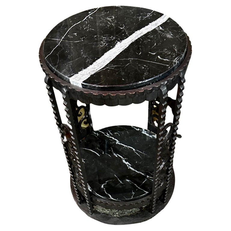 Pair of Matching Art Deco Iron Side Tables Two Levels For Sale at 1stDibs