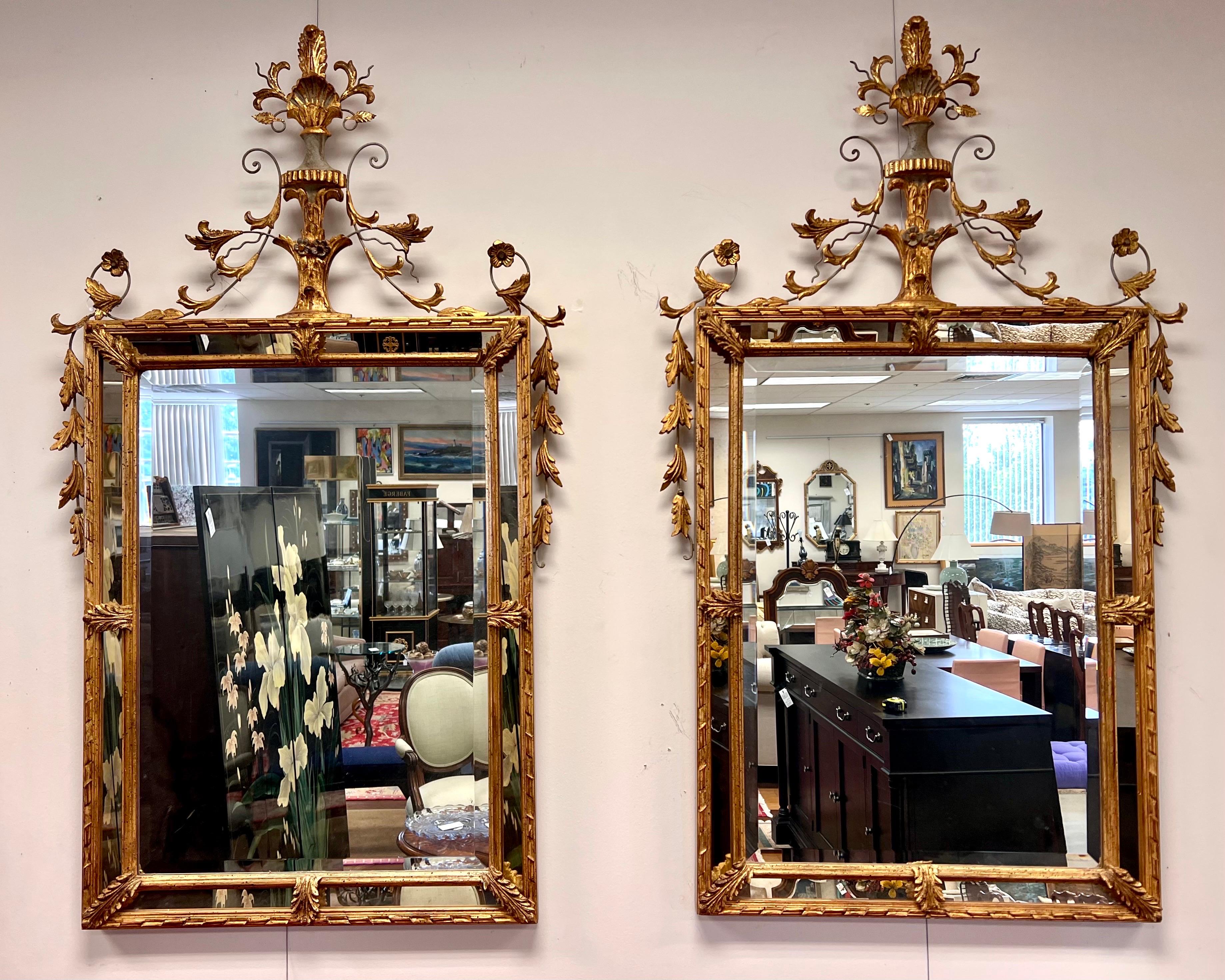 Pair of Matching Neoclassical Carved Giltwood Mirrors Italy For Sale at ...