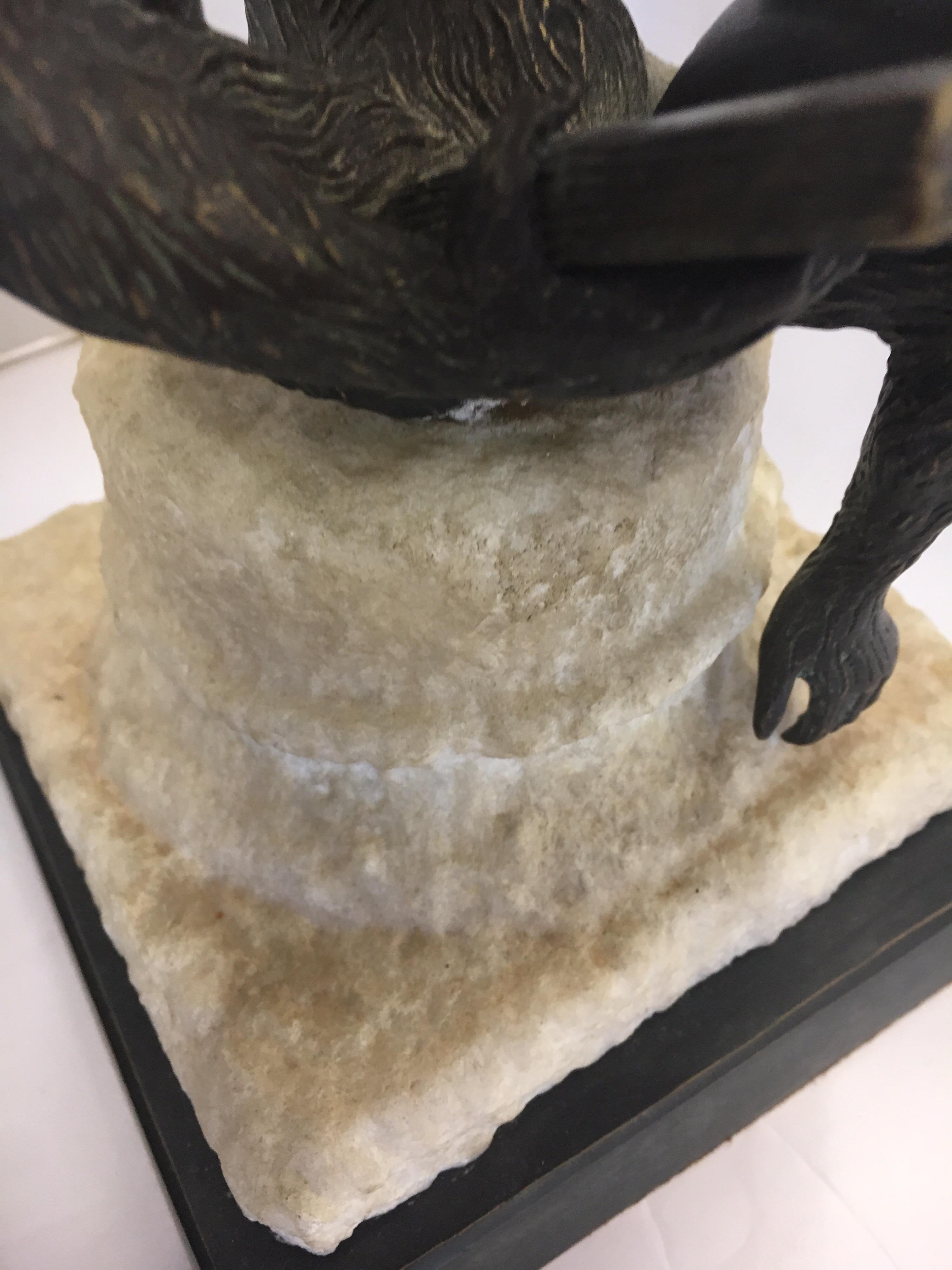 Pair of Matching Stone and Bronze Monkey Table Lamps at 1stDibs