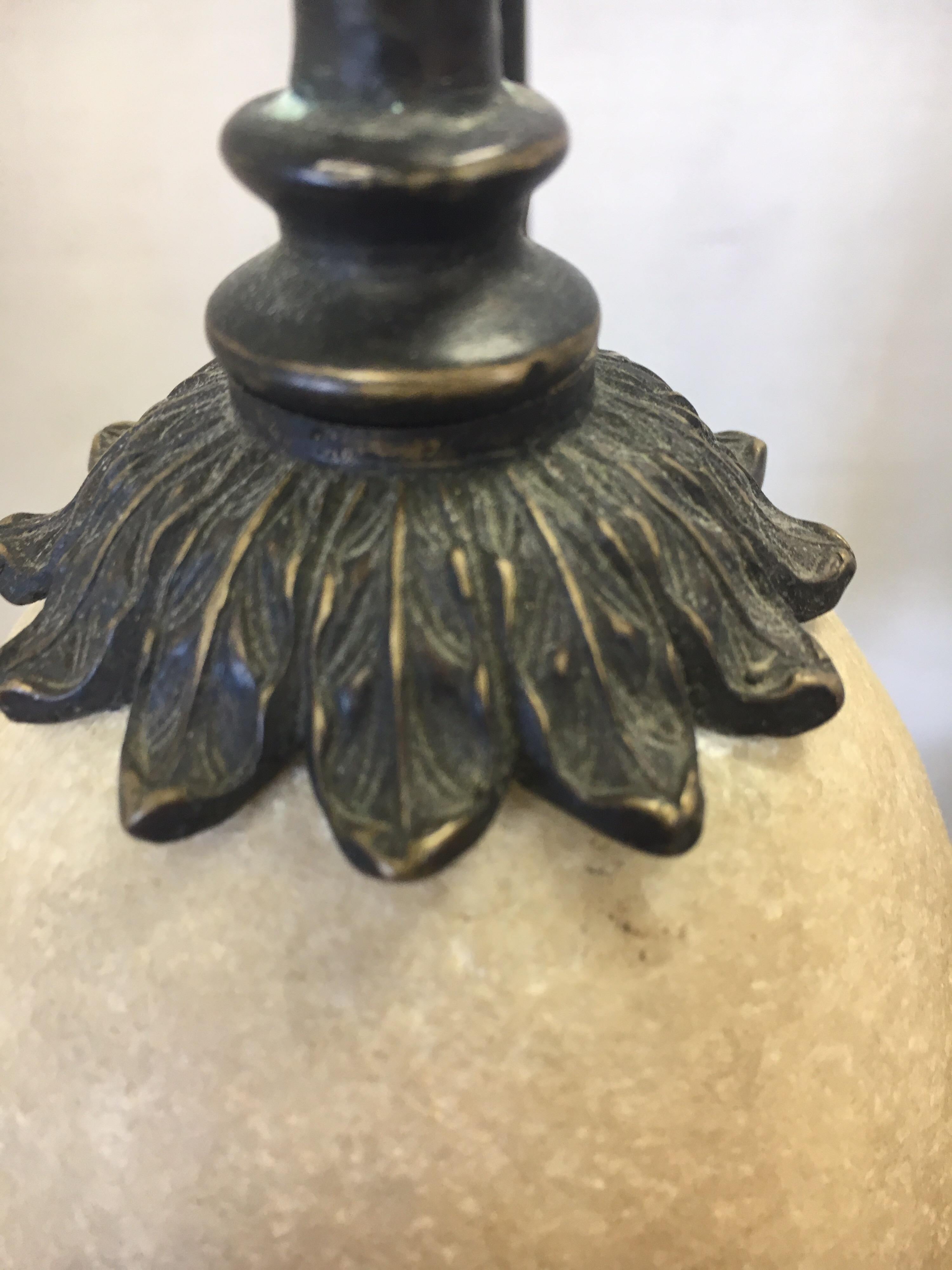 Pair of Matching Stone and Bronze Monkey Table Lamps at 1stDibs