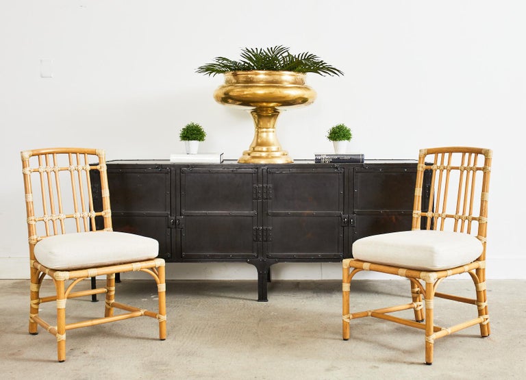 Pair of McGuire Organic Modern Rattan Balboa Dining Chairs For Sale at ...