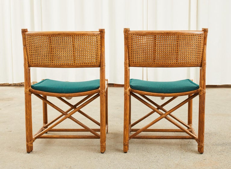 Pair of McGuire Rattan Caned Directors Style Dining Chairs For Sale at ...