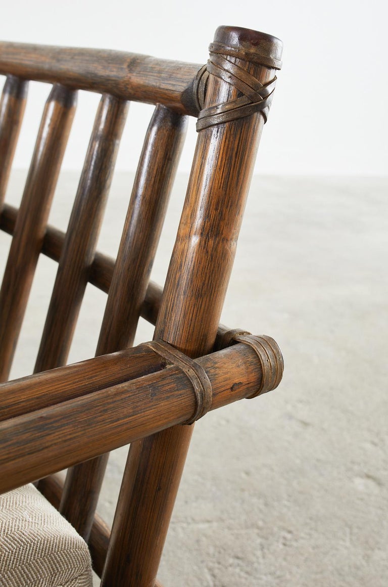 Pair of McGuire Rattan Low Asian Style Lounge Chairs at 1stDibs