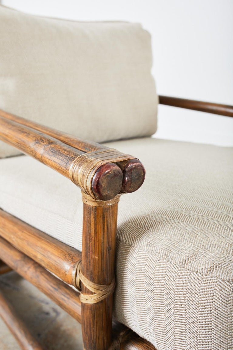 Pair of McGuire Rattan Low Asian Style Lounge Chairs at 1stDibs
