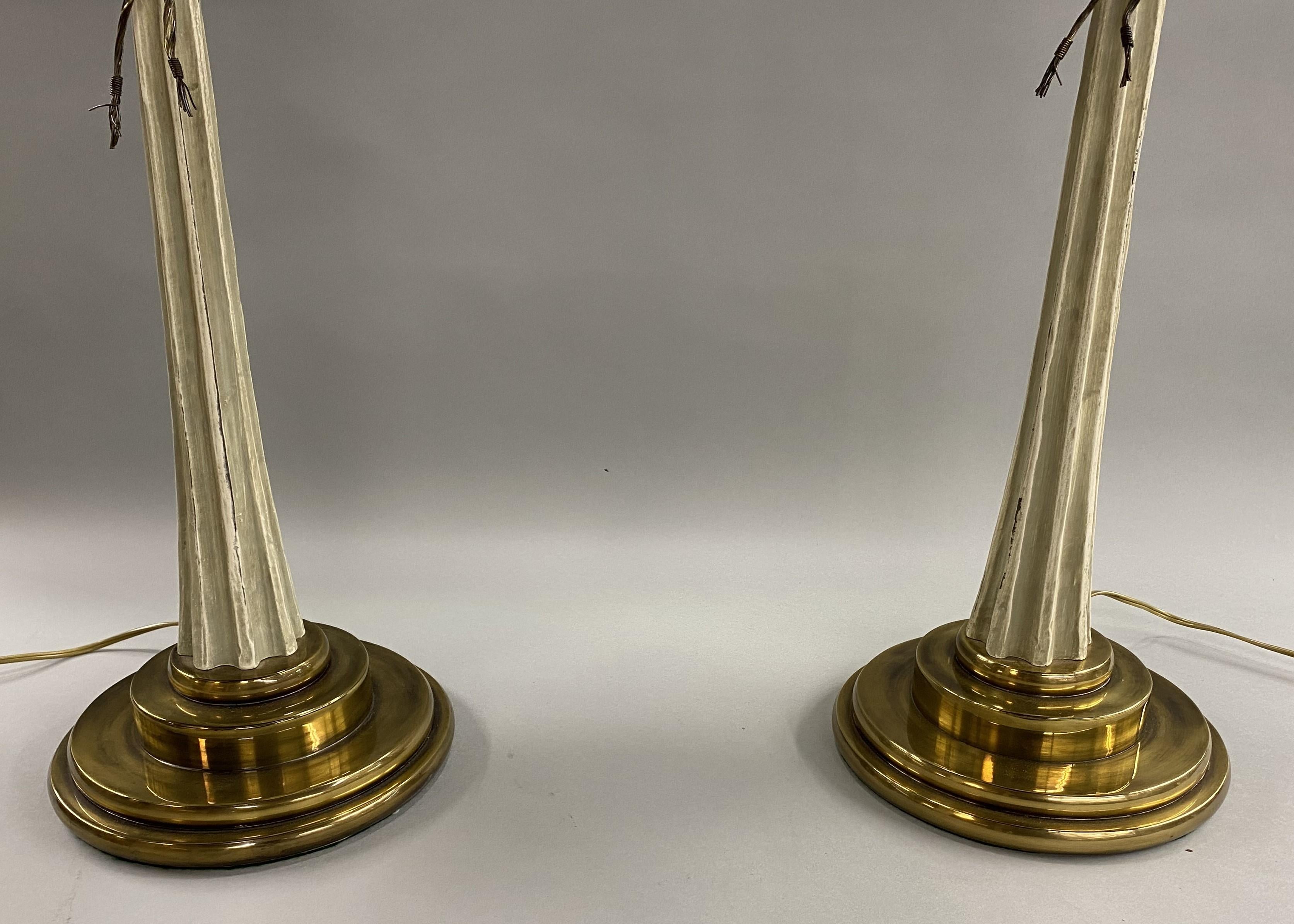 Pair of MCM Designer Tall Table Lamps with Lily Bouquets For Sale at ...