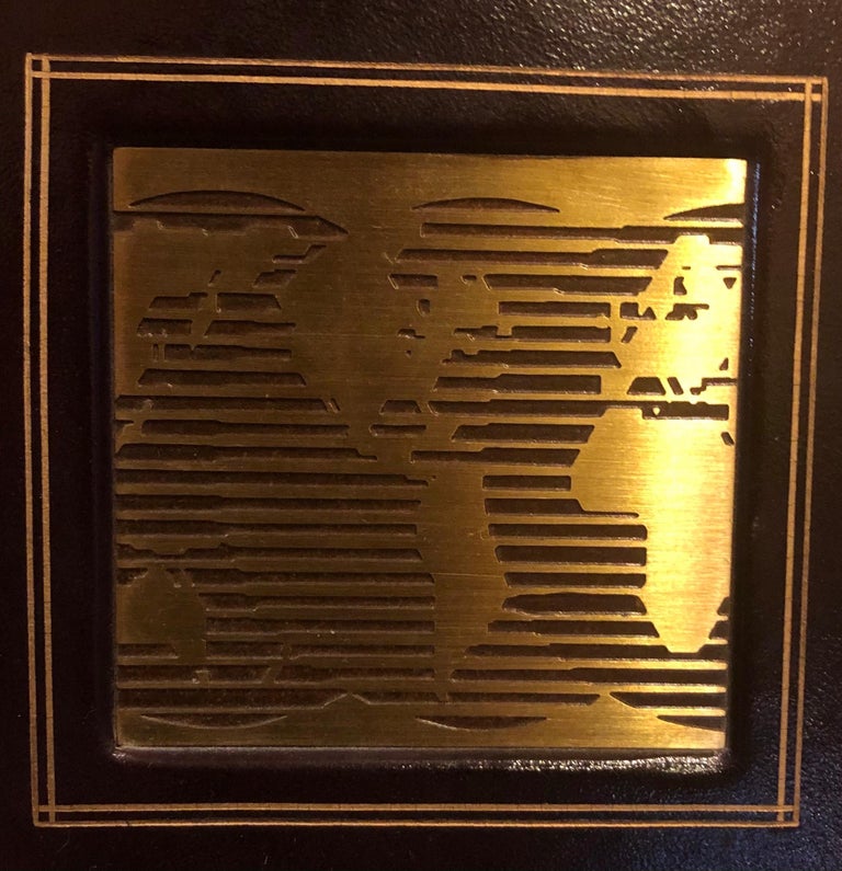 Pair of MCM Leather Wrapped World Map Bookends For Sale at 1stDibs ...