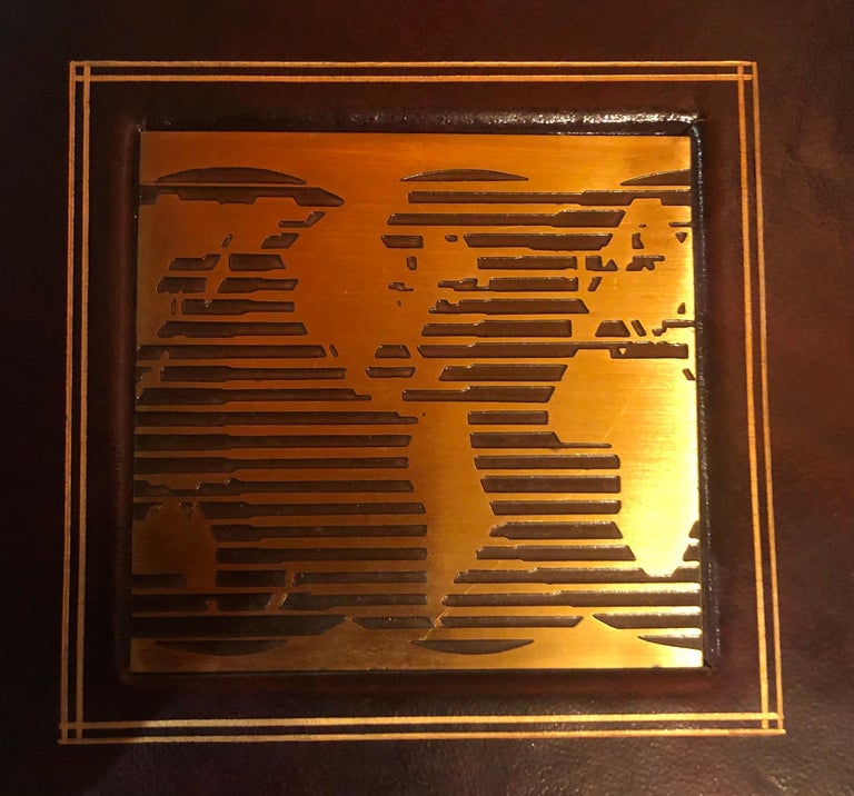 Pair of MCM Leather Wrapped World Map Bookends For Sale at 1stDibs ...