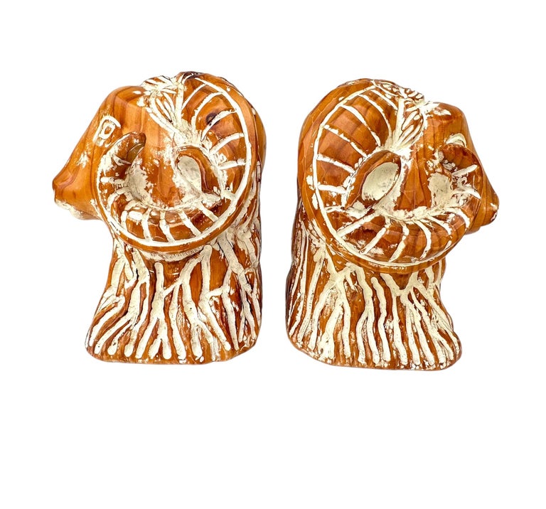 Pair of MCM Ram Bookends For Sale at 1stDibs