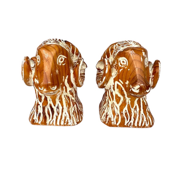 Pair of MCM Ram Bookends For Sale at 1stDibs
