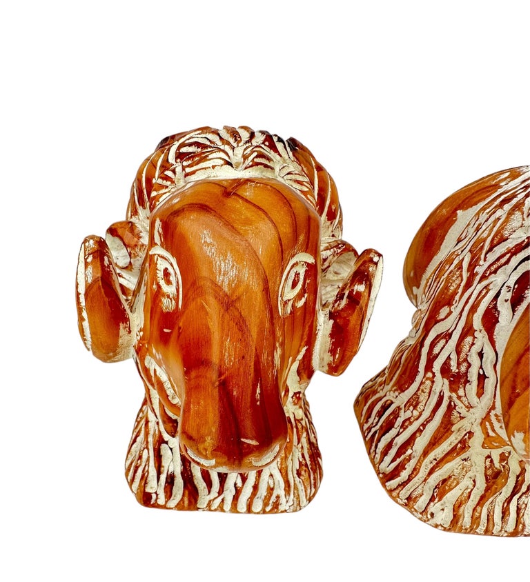 Pair of MCM Ram Bookends For Sale at 1stDibs