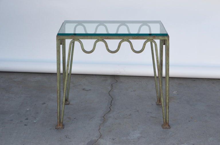 Pair of 'Méandre' Verdigris and Glass Side Tables by Design Frères For ...