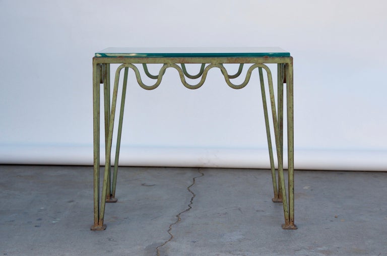 Pair of 'Méandre' Verdigris and Glass Side Tables by Design Frères For ...