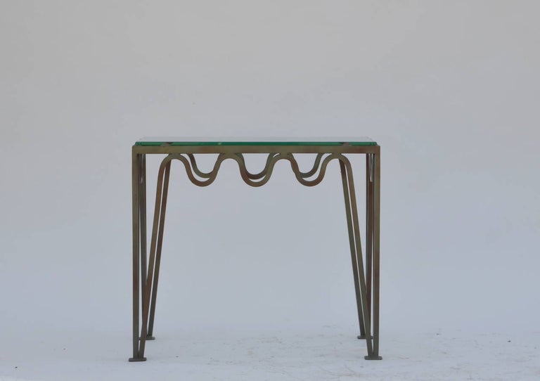 Pair of 'Méandre' Verdigris and Glass Side Tables by Design Frères For ...