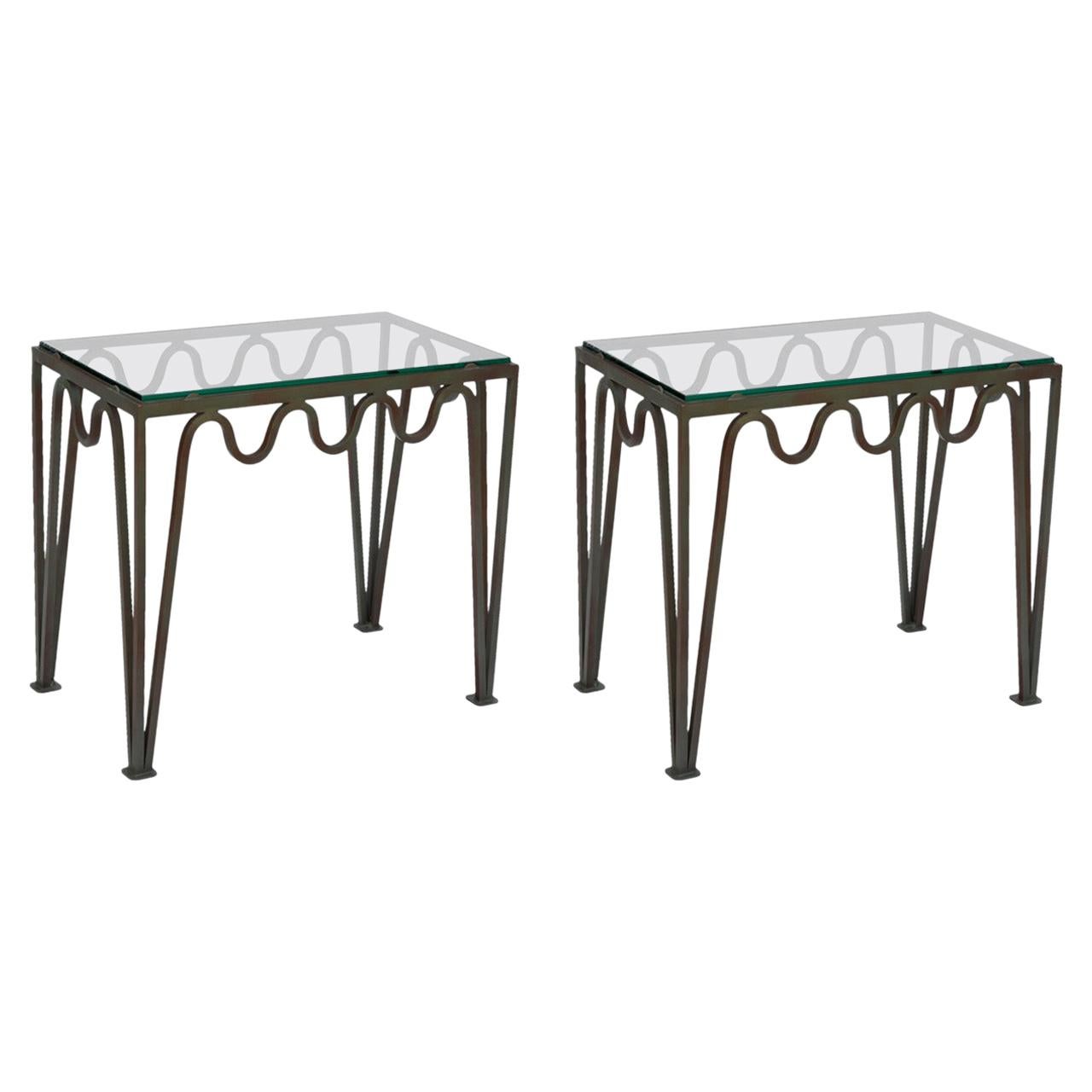 Undulating Verdigris Iron and Glass Side Table Attributed to Carl ...