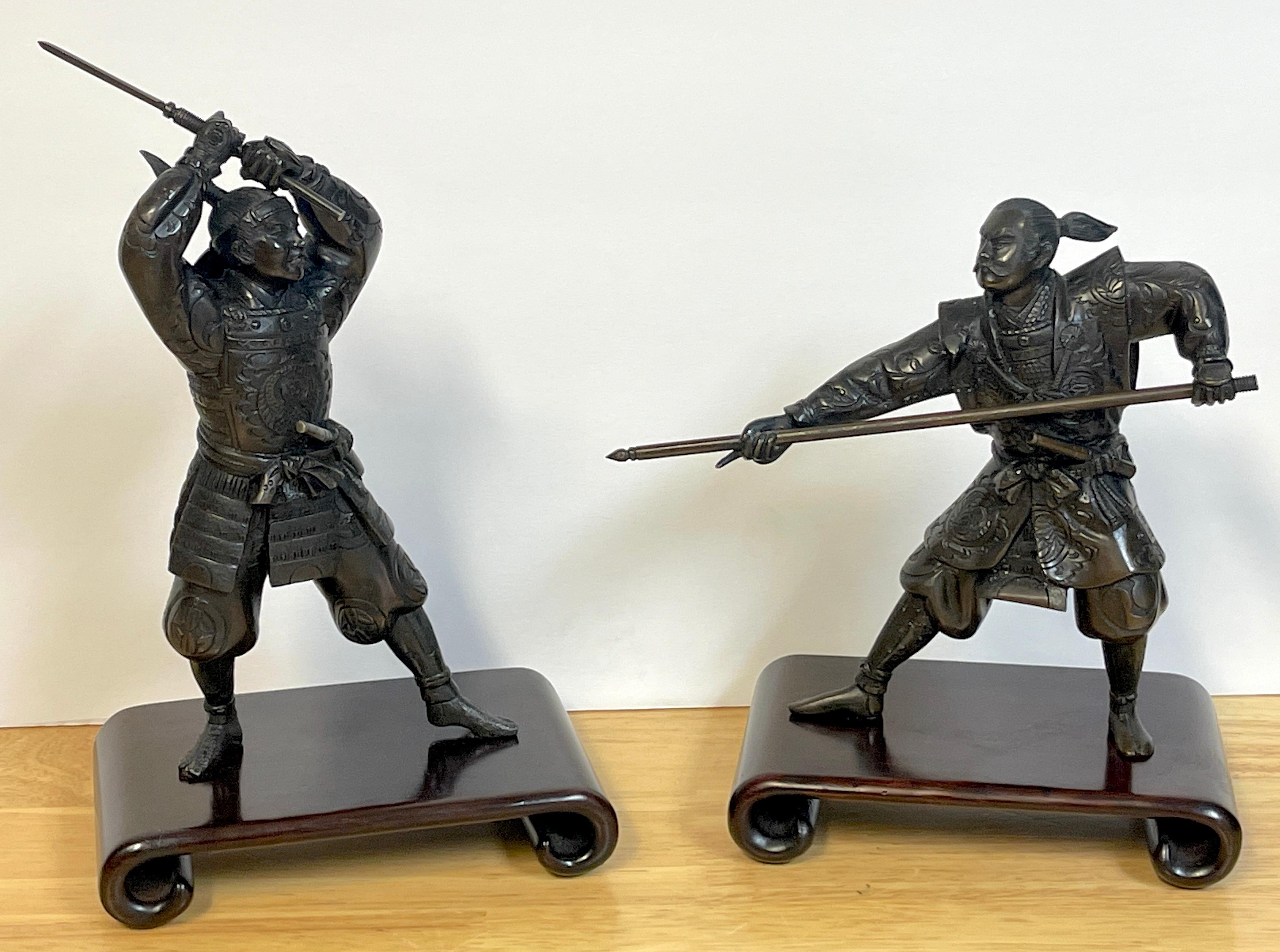 Pair of Meiji Period Bronze Samurai Warriors For Sale at 1stDibs