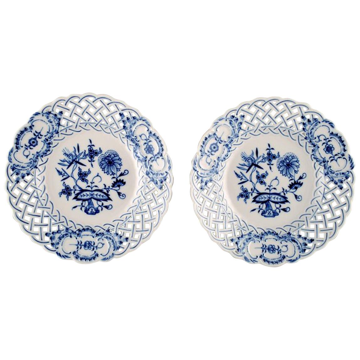 Pair of Meissen Blue Onion Pierced/Reticulated Plates at 1stDibs | blue ...