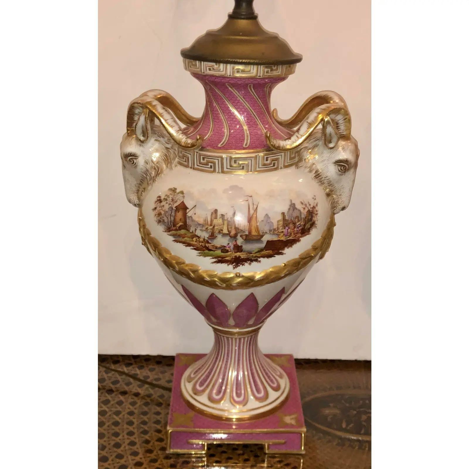Pair of Meissen German Porcelain Scenic Urns Designer Table Lamps ...