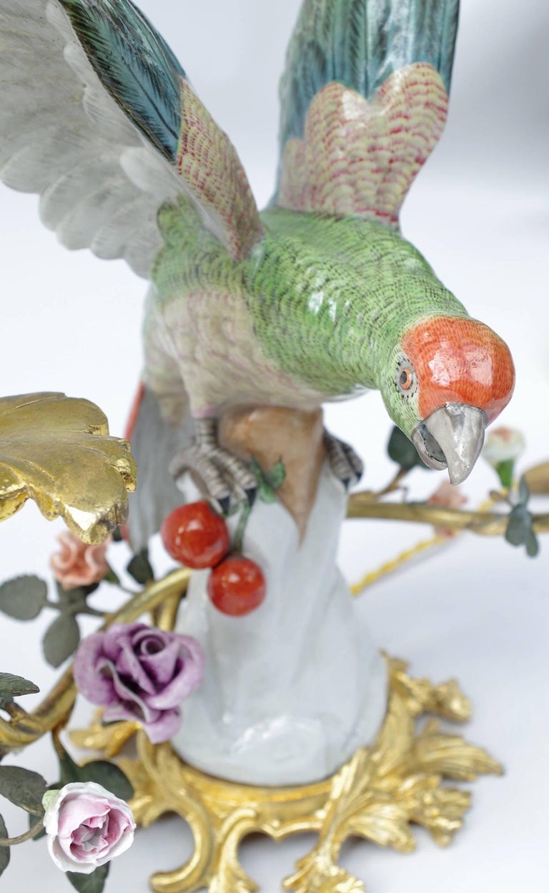 Pair of Meissen Style Birds Porcelain Lamps, Gilt Bronze Mount, 1900 ...