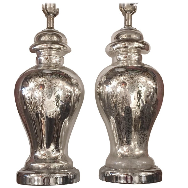 Pair Of Mercury Glass Lamps For Sale At 1stdibs