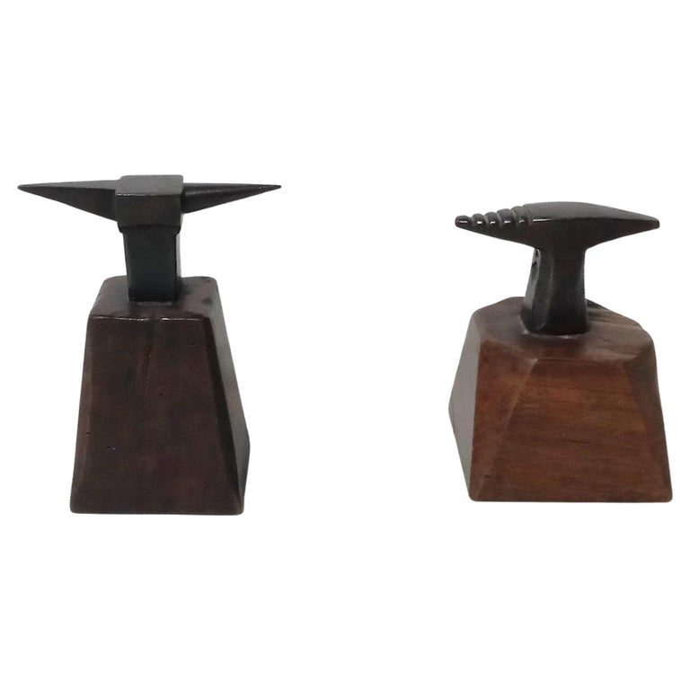 Pair of Metal Anvils on Wood Base, 1940s For Sale at 1stDibs