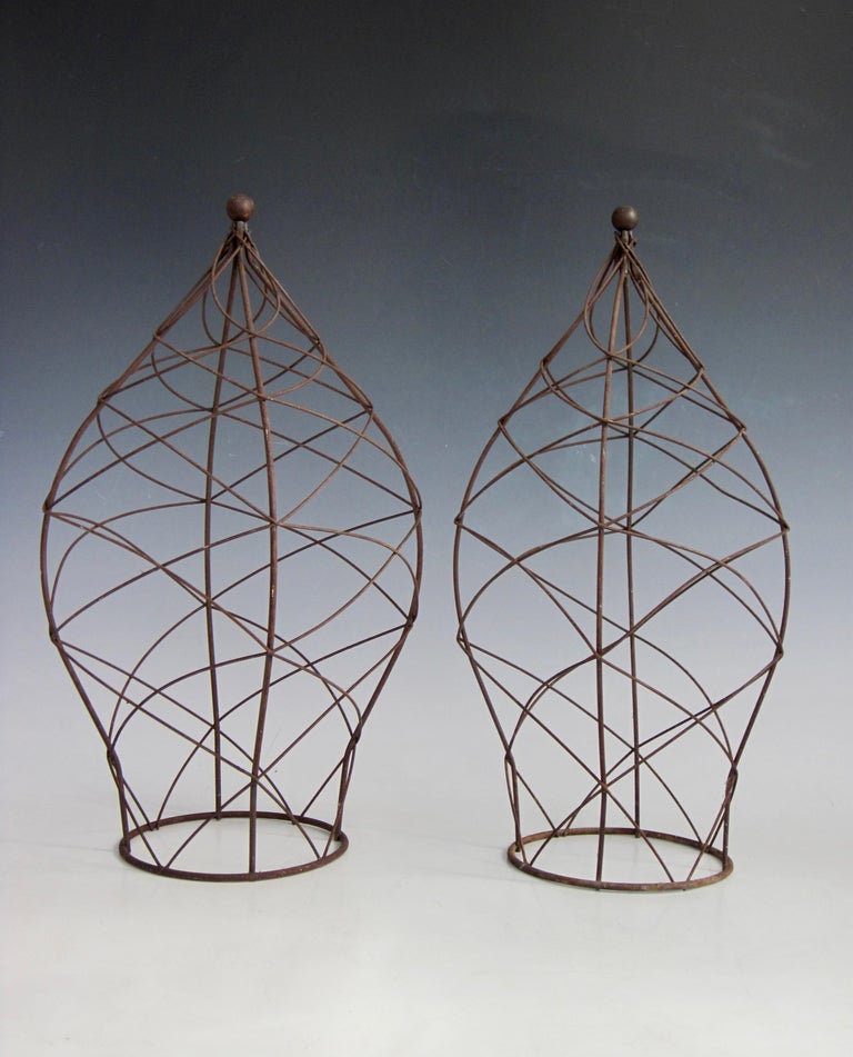 Wrought Iron Garden Topiaries, A Pair For Sale at 1stDibs