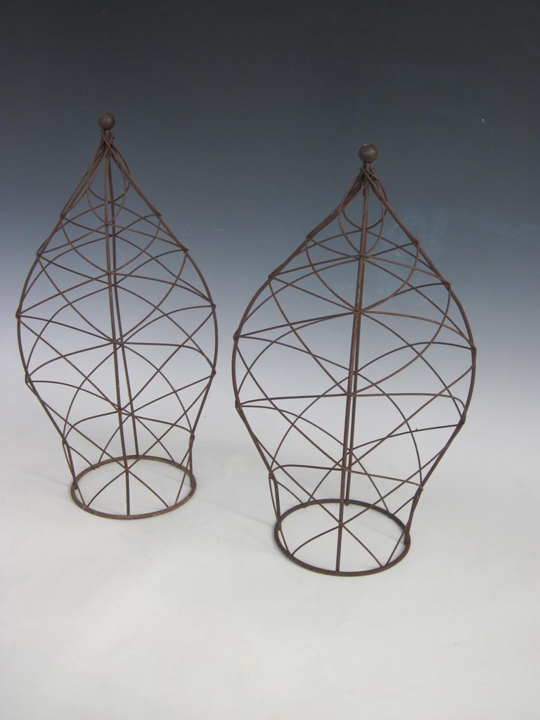Wrought Iron Garden Topiaries, A Pair For Sale at 1stDibs