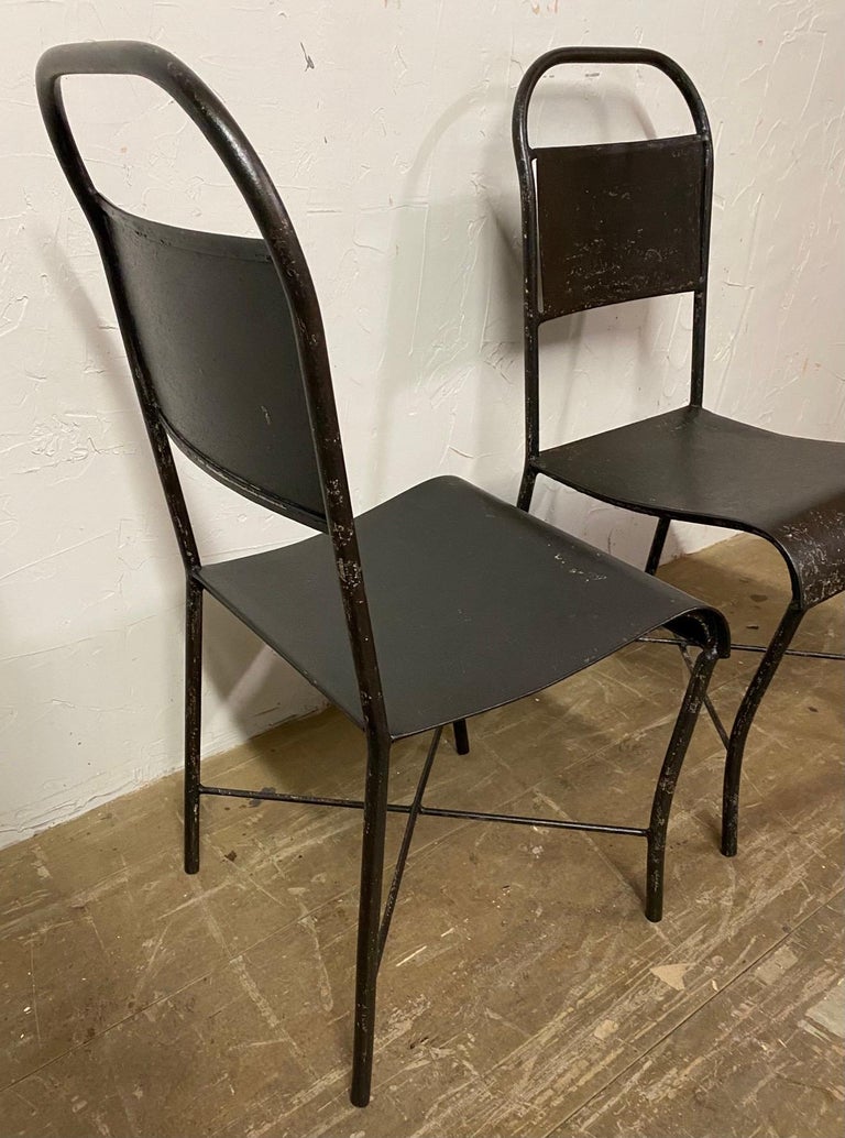 Pair of Metal Industrial Side Chairs For Sale at 1stDibs