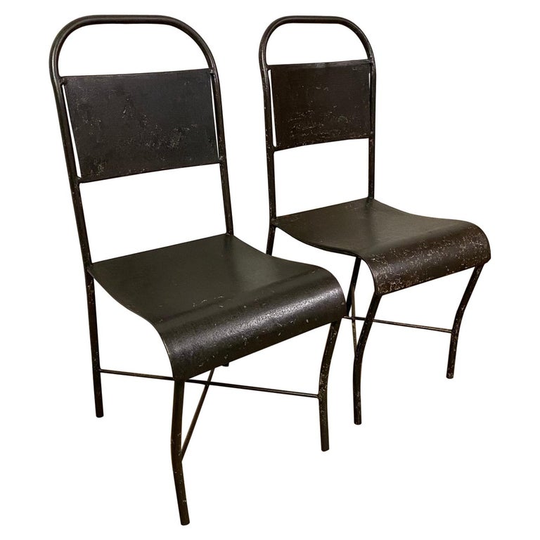 Pair of Metal Industrial Side Chairs For Sale at 1stDibs