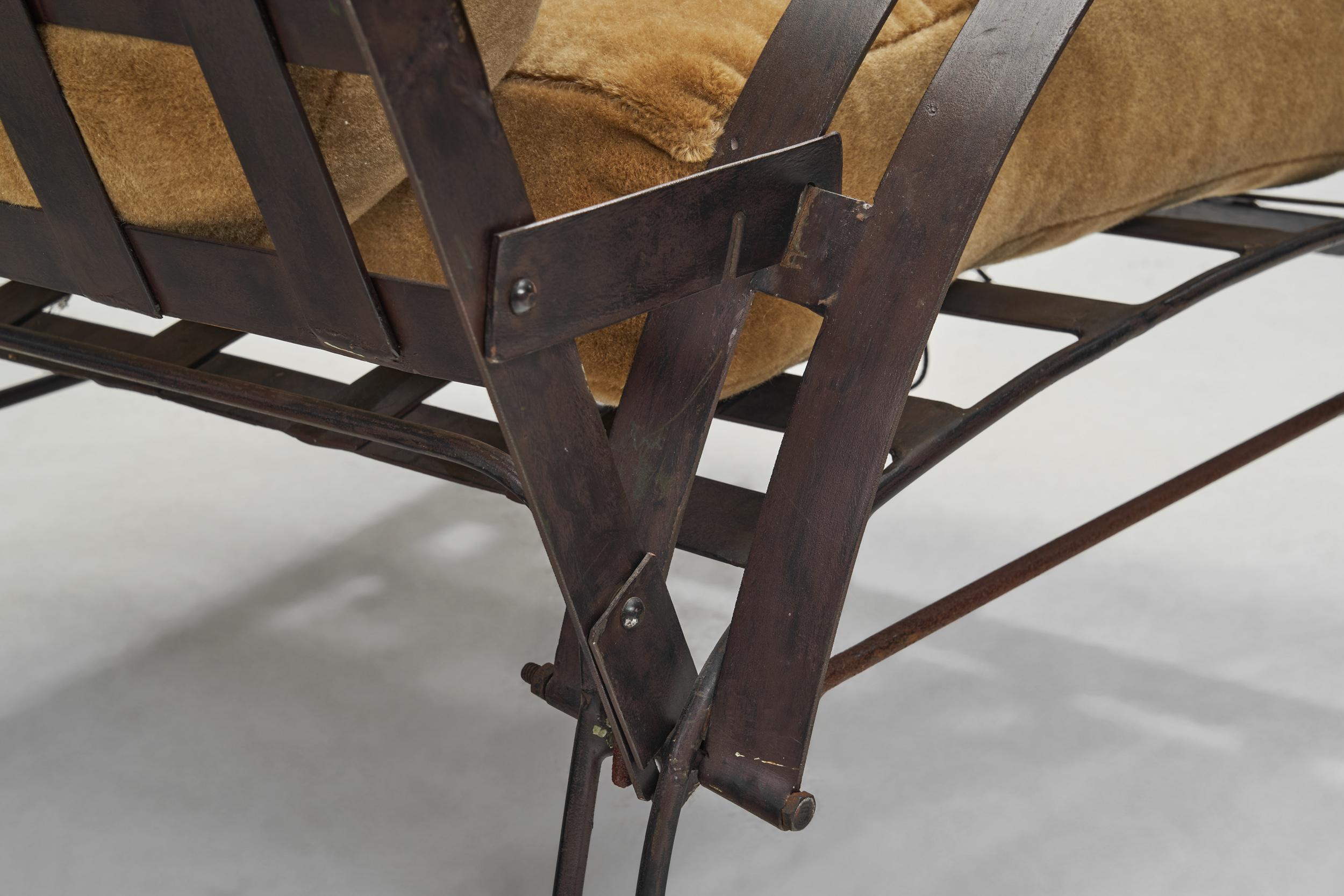 Pair of Metal Lattice Lounge Chairs With Upholstered Pillows, France ...