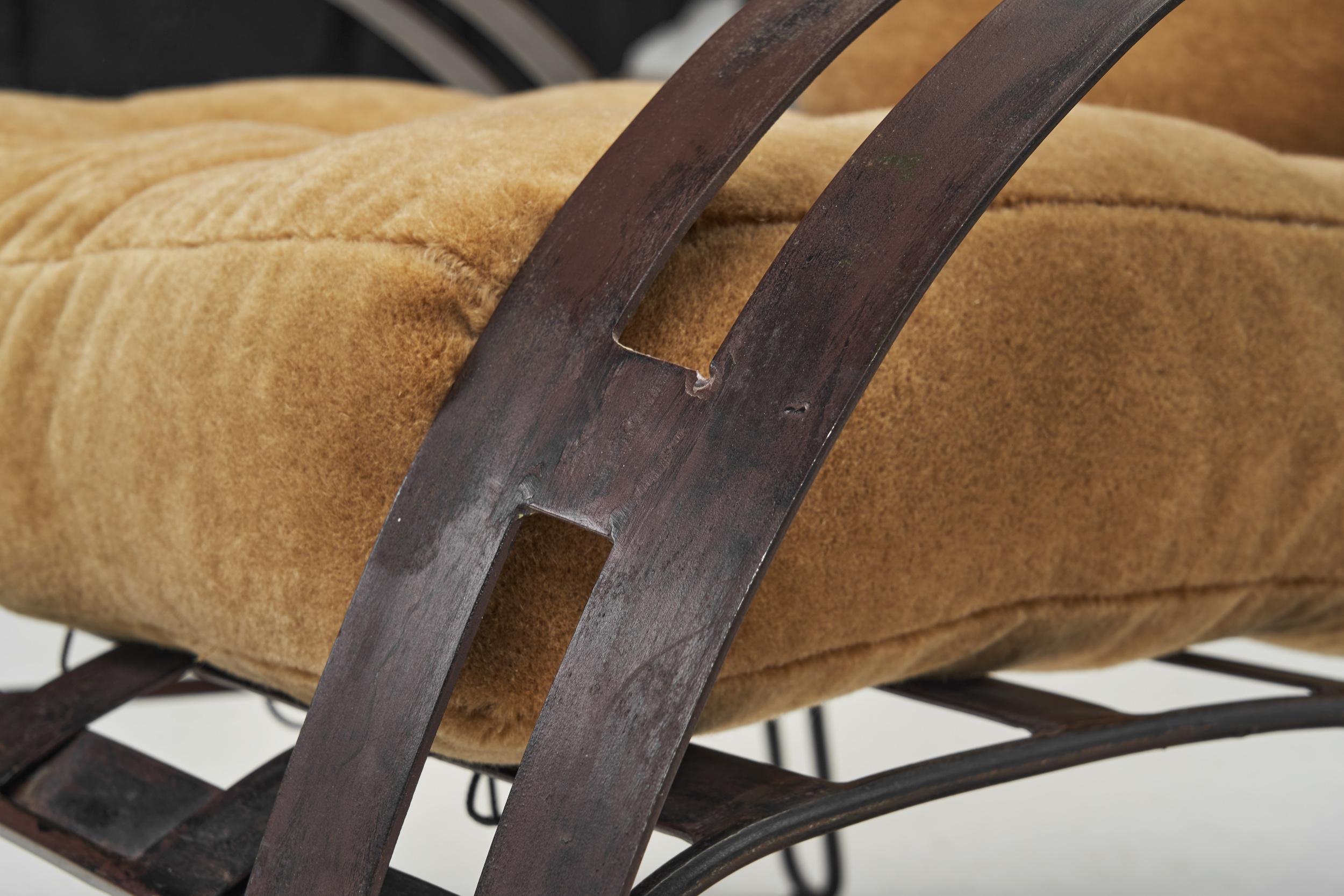 Pair of Metal Lattice Lounge Chairs With Upholstered Pillows, France ...