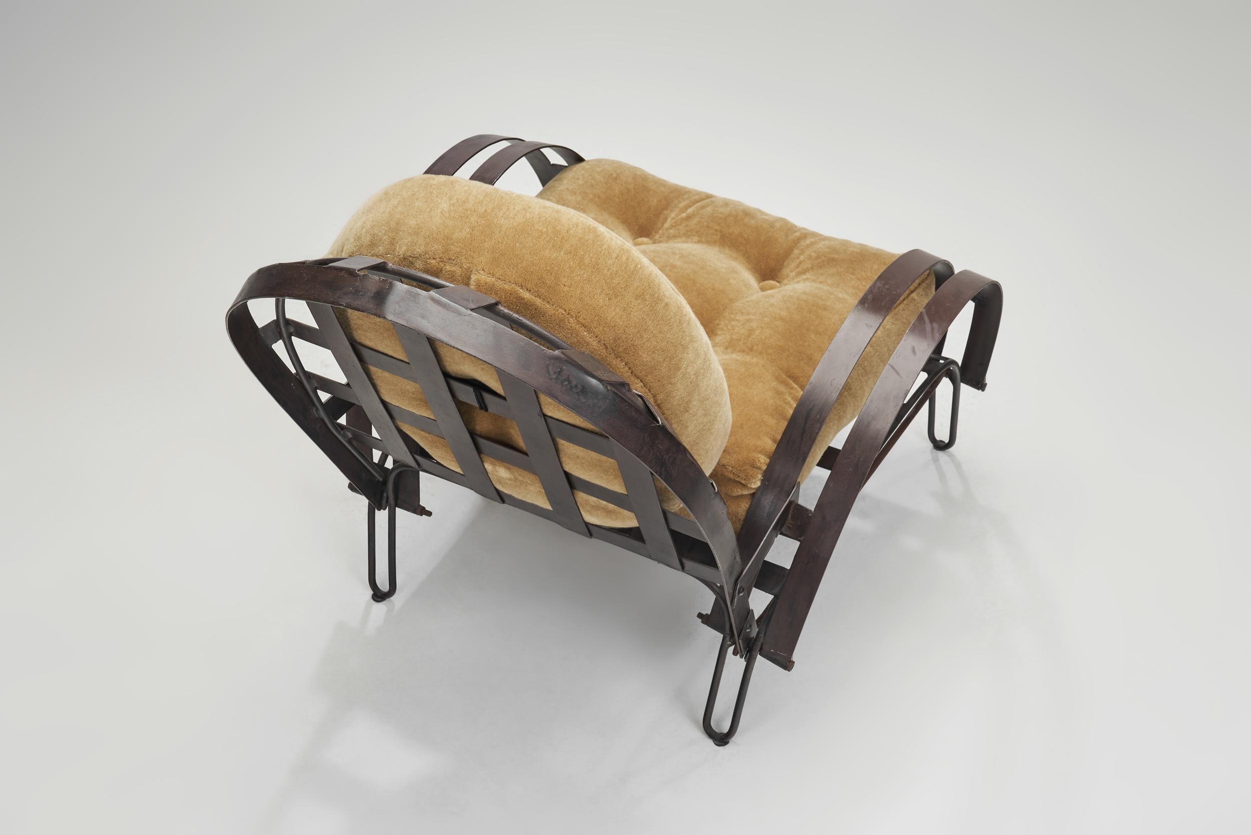 Pair of Metal Lattice Lounge Chairs With Upholstered Pillows, France ...