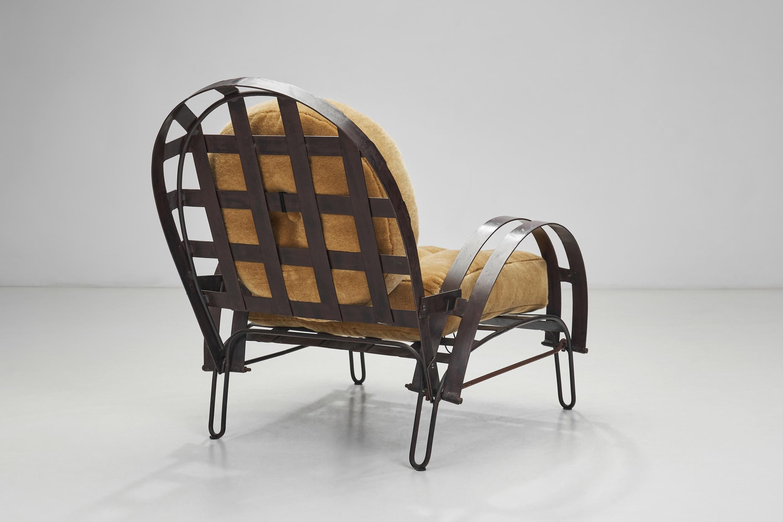 Pair of Metal Lattice Lounge Chairs With Upholstered Pillows, France ...