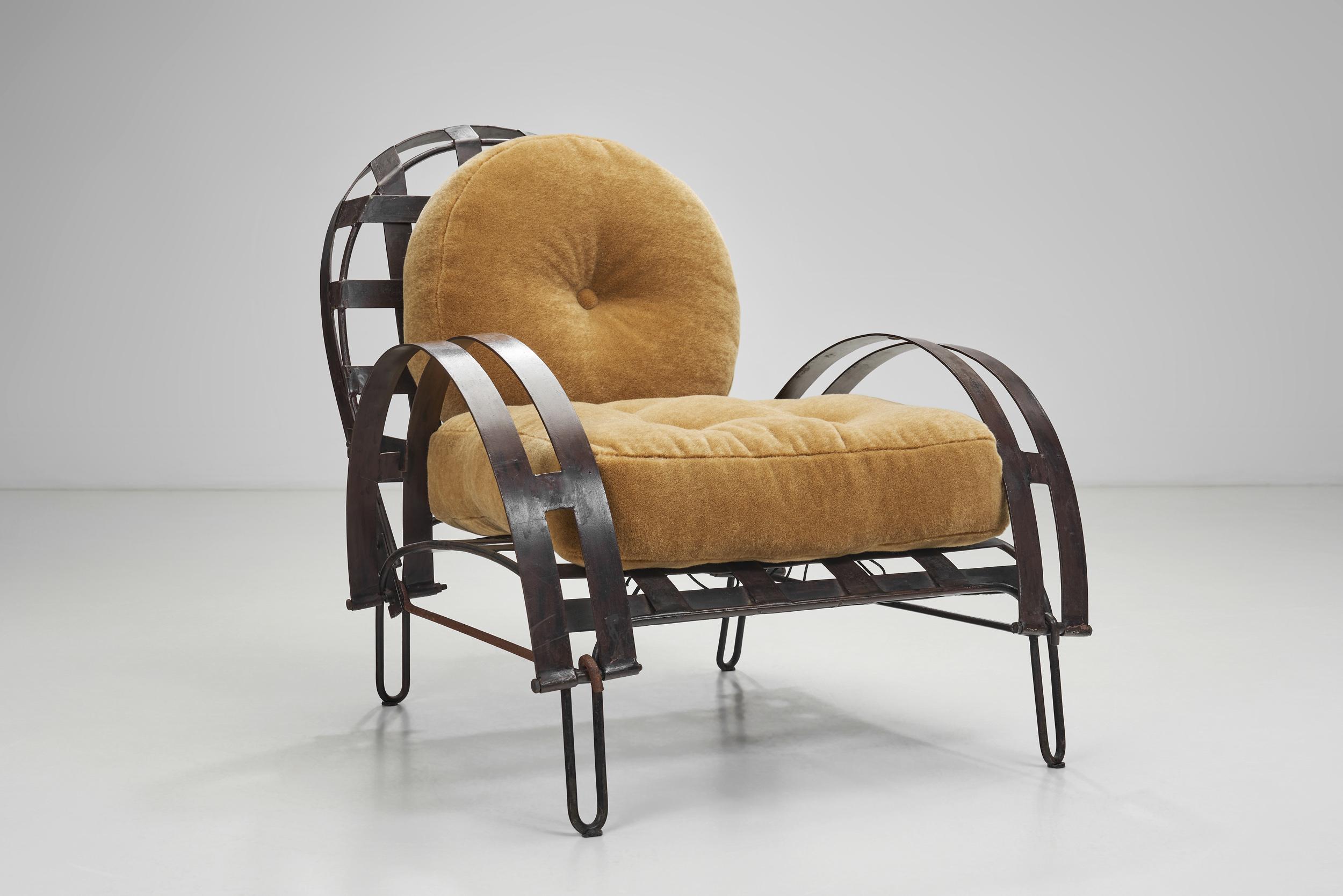 Pair of Metal Lattice Lounge Chairs With Upholstered Pillows, France ...
