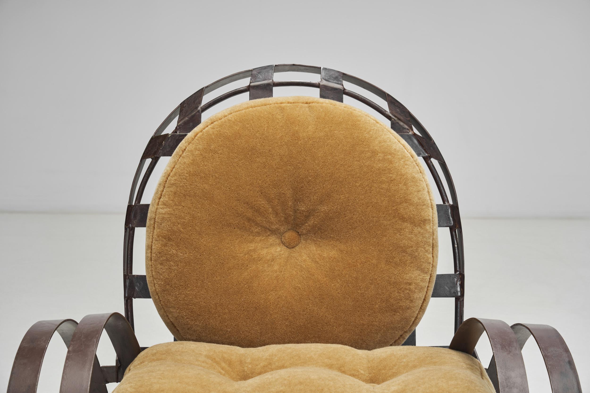Pair of Metal Lattice Lounge Chairs With Upholstered Pillows, France ...
