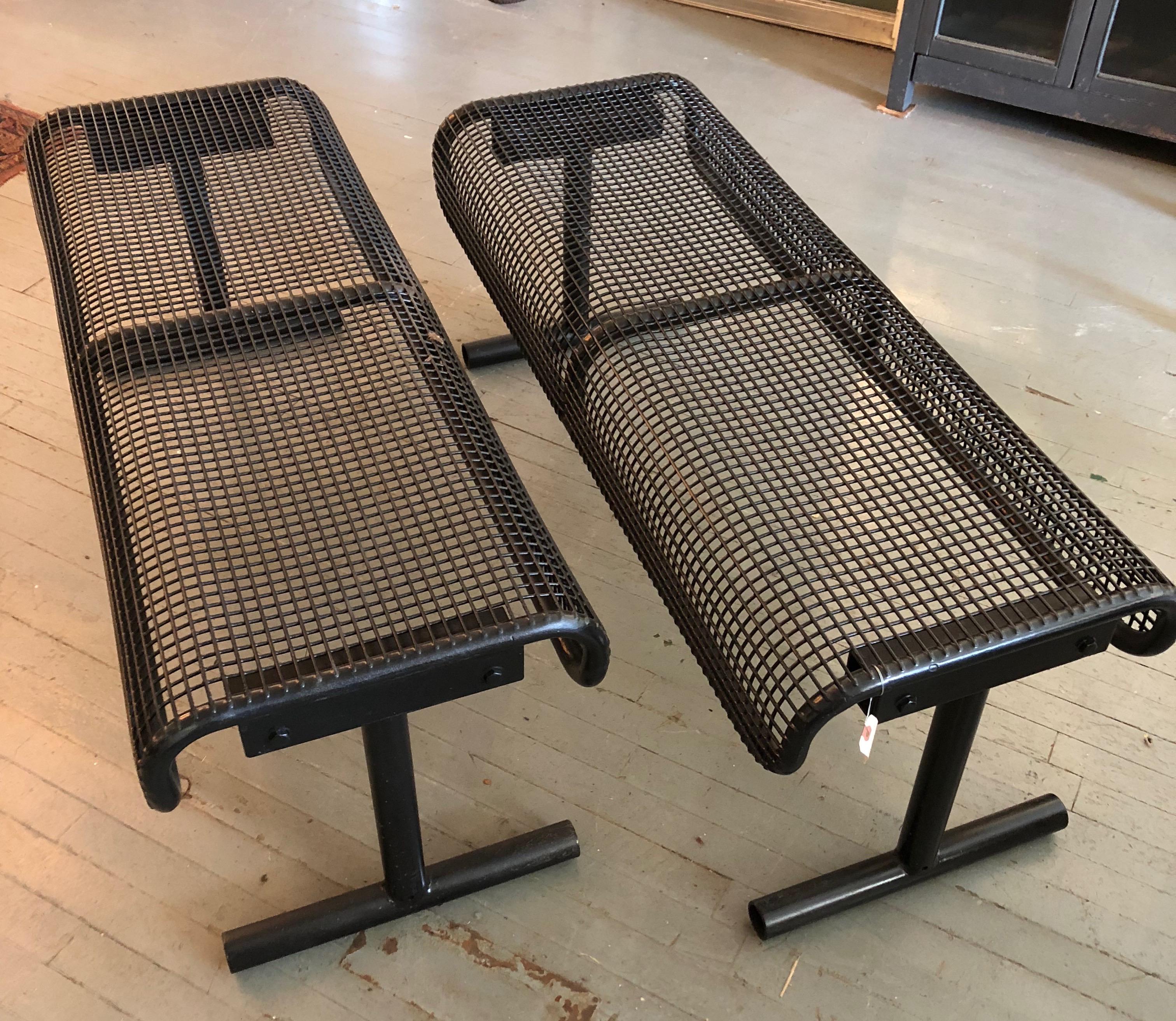Pair of Metal Mesh and Tubular Steel Benches at 1stDibs | metal mesh ...