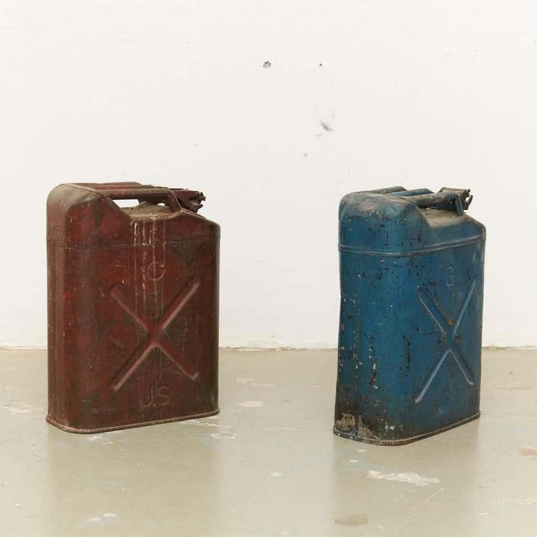 Pair of Metal Military Red and Blue Gasoline Tanks, circa 1950 For Sale ...
