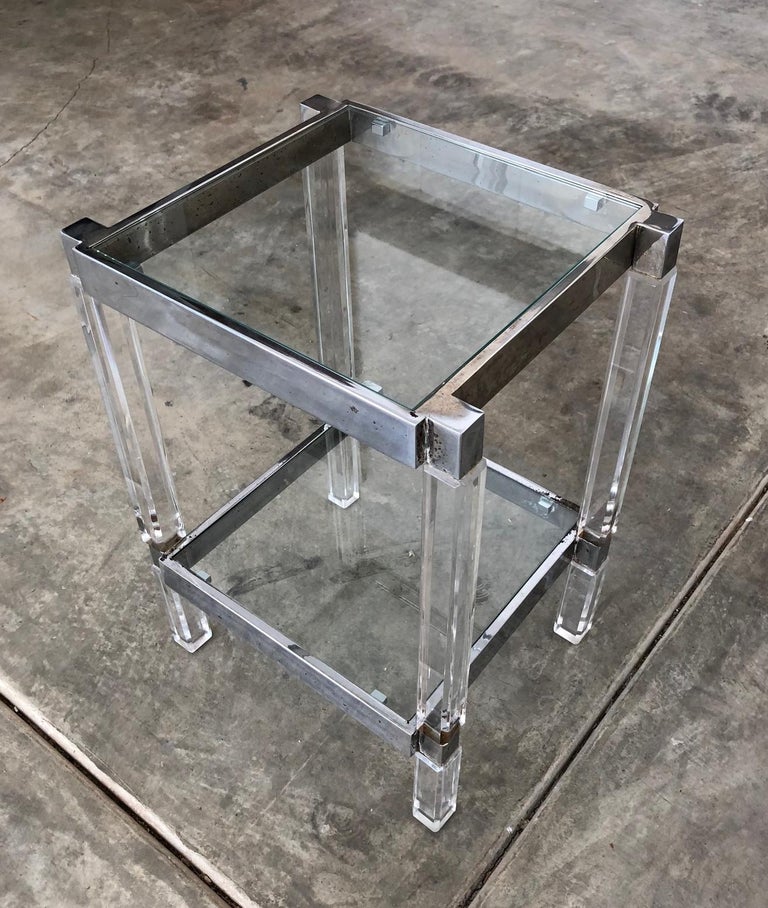 Pair of Metric Side Tables in Brass and Lucite by Charles Hollis Jones ...