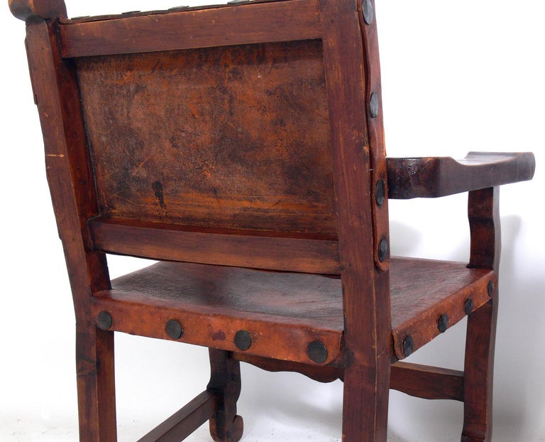 Pair of Mexican Leather Armchairs For Sale at 1stdibs